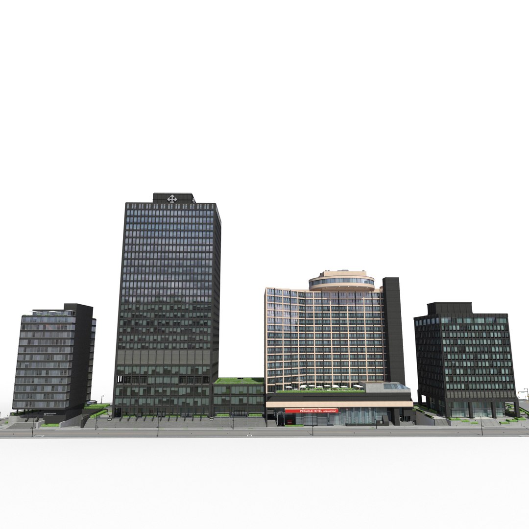 3d block office buildings 5 model