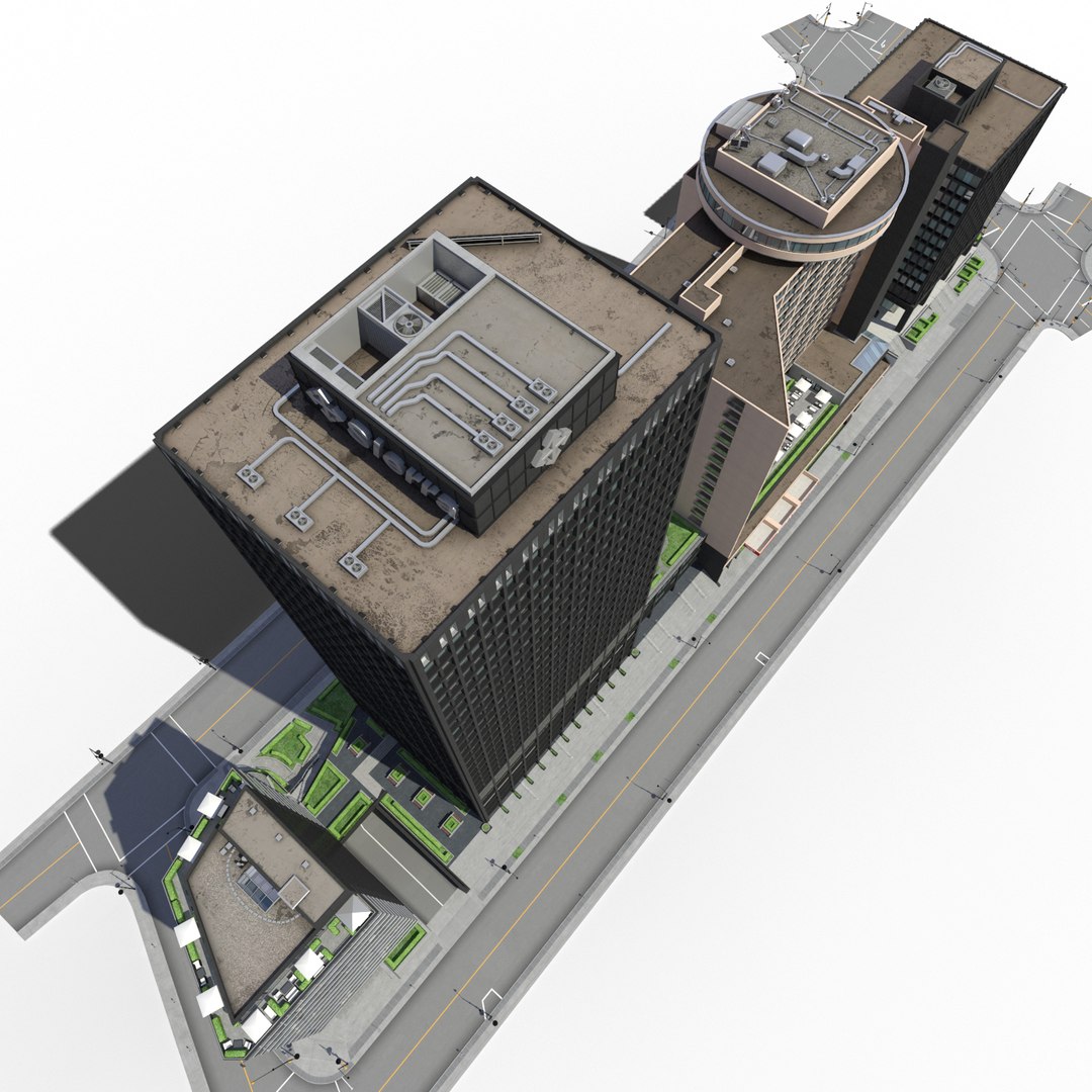 3d block office buildings 5 model