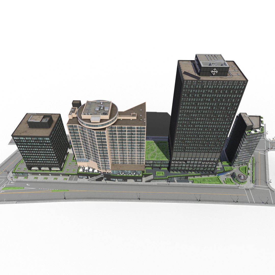 3d block office buildings 5 model