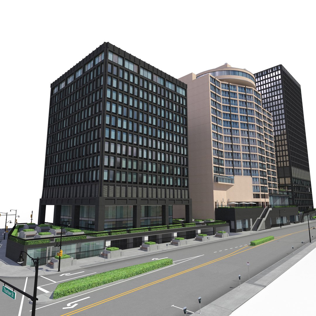 3d block office buildings 5 model