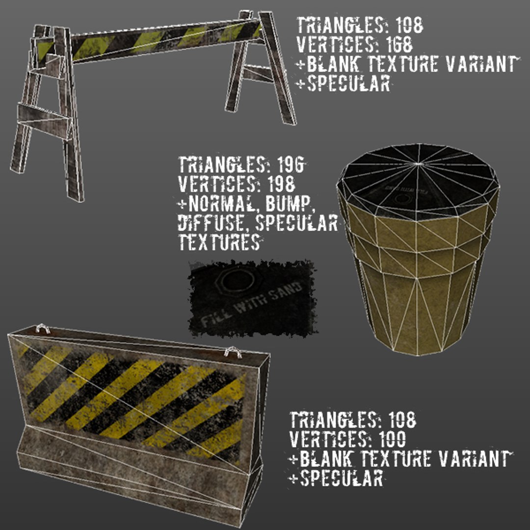 free 3ds model safety barriers 2