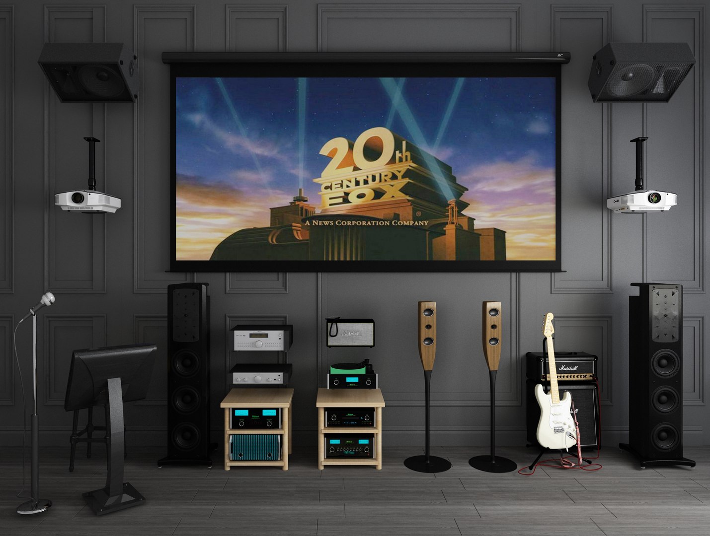 3D Modern projection screen sound combination model model - TurboSquid ...