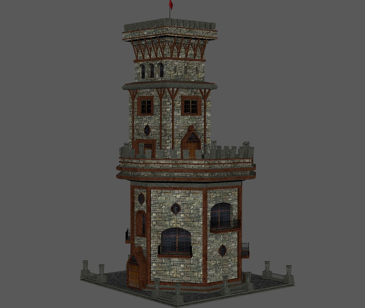Fantasy Medieval Tower Wood Stone V2 3D - TurboSquid 1900415