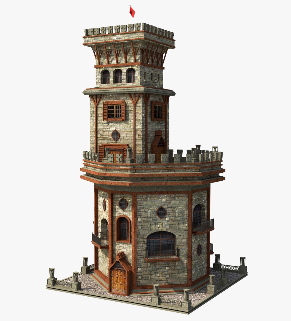 Fantasy Medieval Tower Wood Stone V2 3D - TurboSquid 1900415