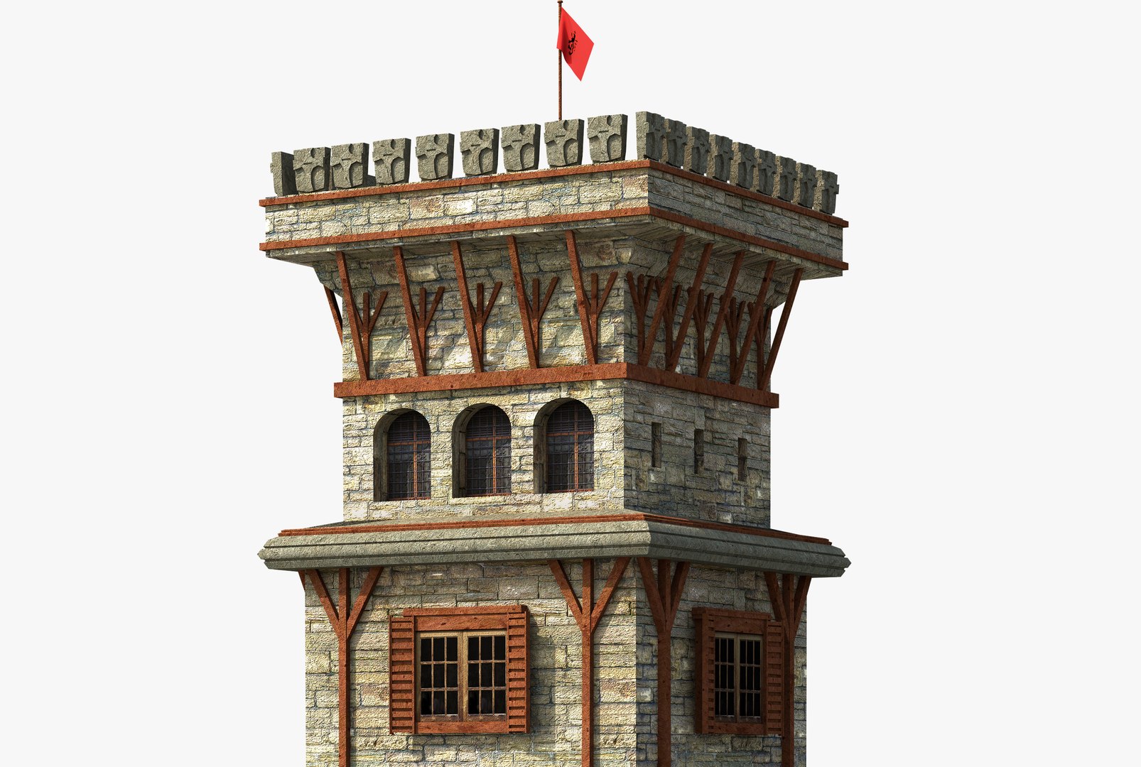 Fantasy Medieval Tower Wood Stone V2 3D - TurboSquid 1900415