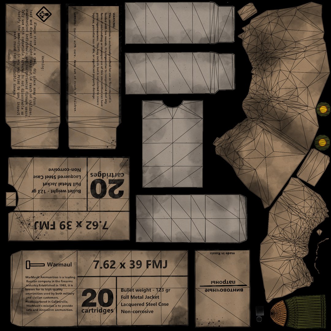 Ammunition Box 7 62x39 FMJ for AK SKS RPD 3D model - TurboSquid 2153665