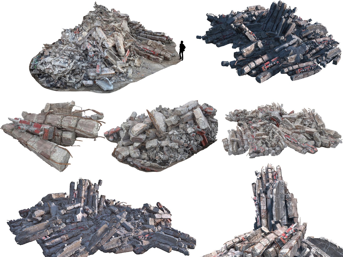 3D High-Resolution Rubble Pack – 3D Scanned Debris Models Model ...