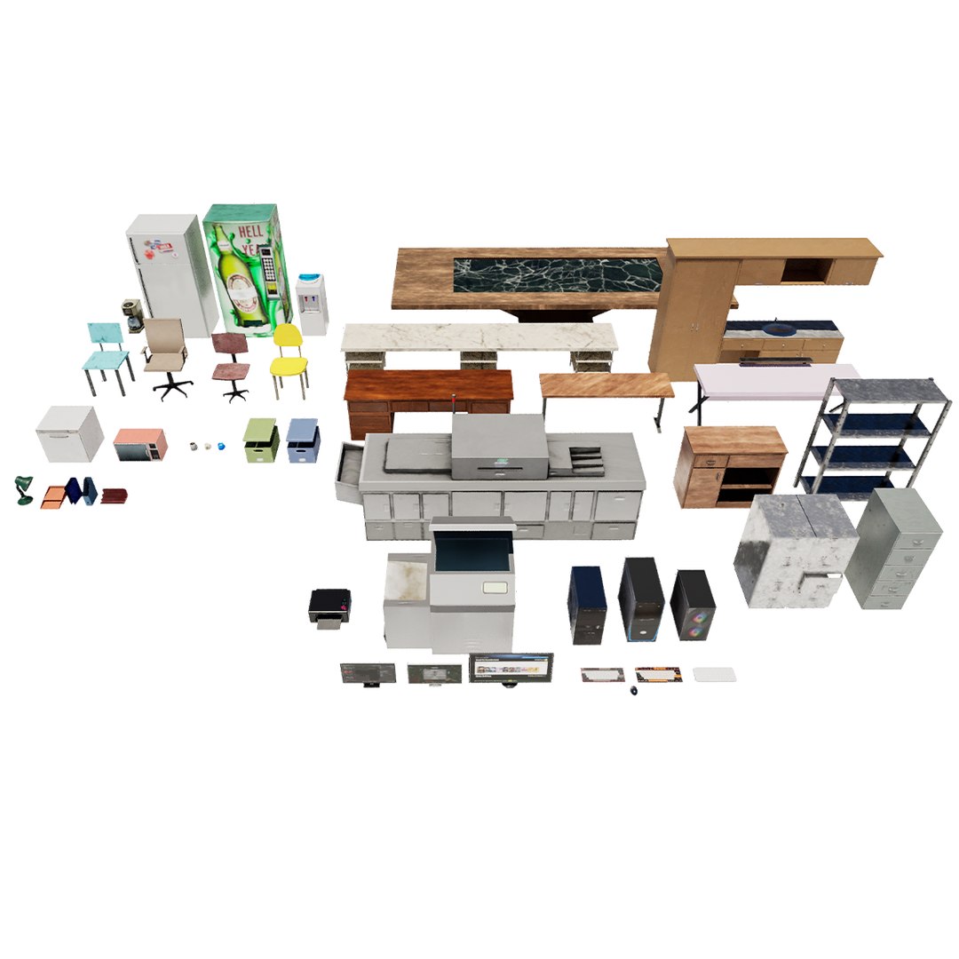 3D Model Office Props Collection - Game Ready - Low Poly - TurboSquid ...
