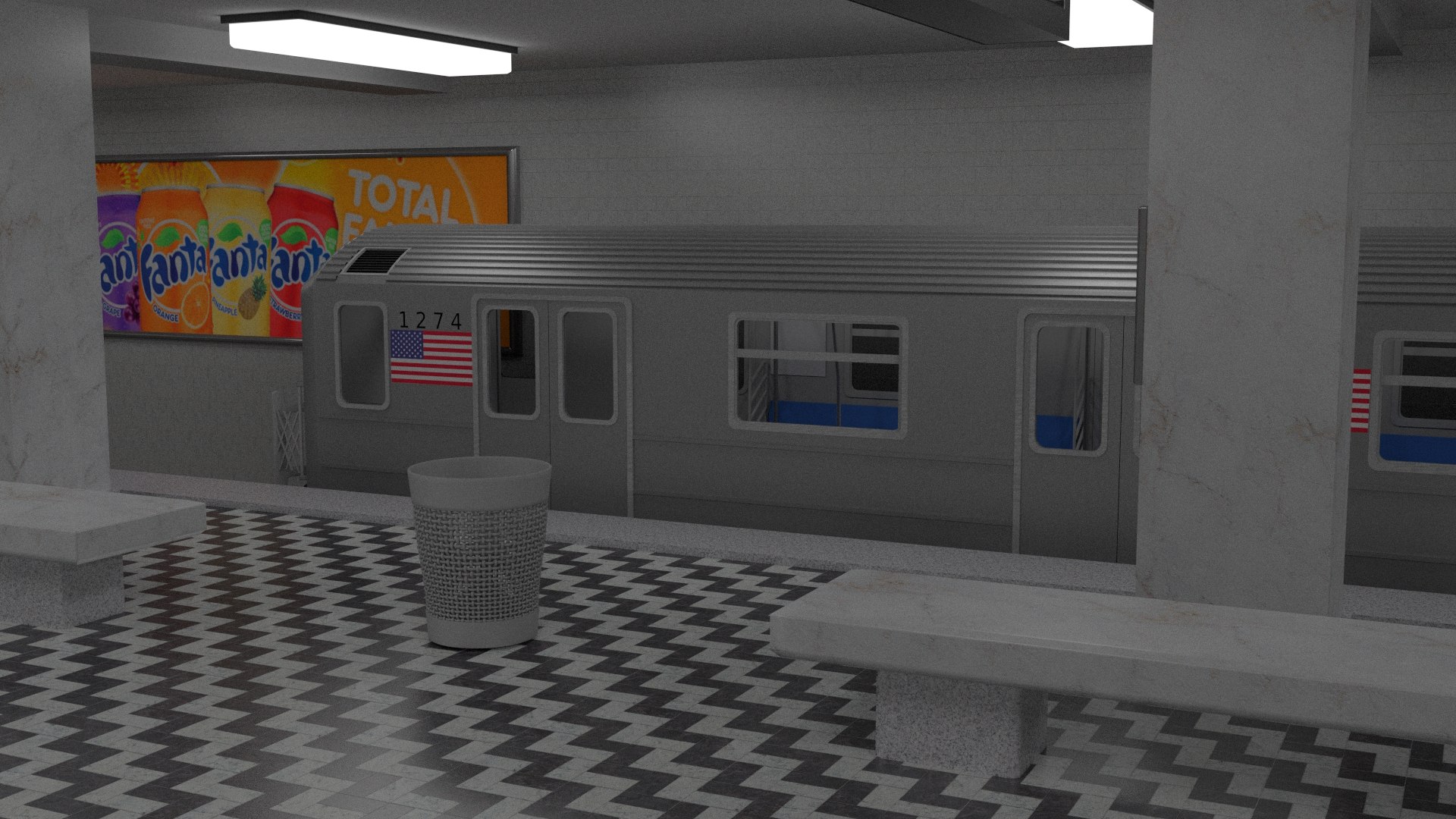 Subway Station Train Included 3d Obj