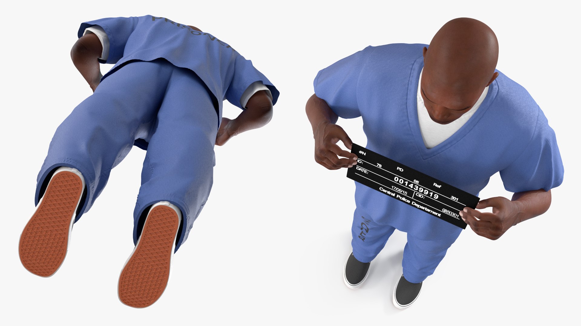 Black Inmate In Blue Uniform With Mugshot Board 3D Model - TurboSquid ...