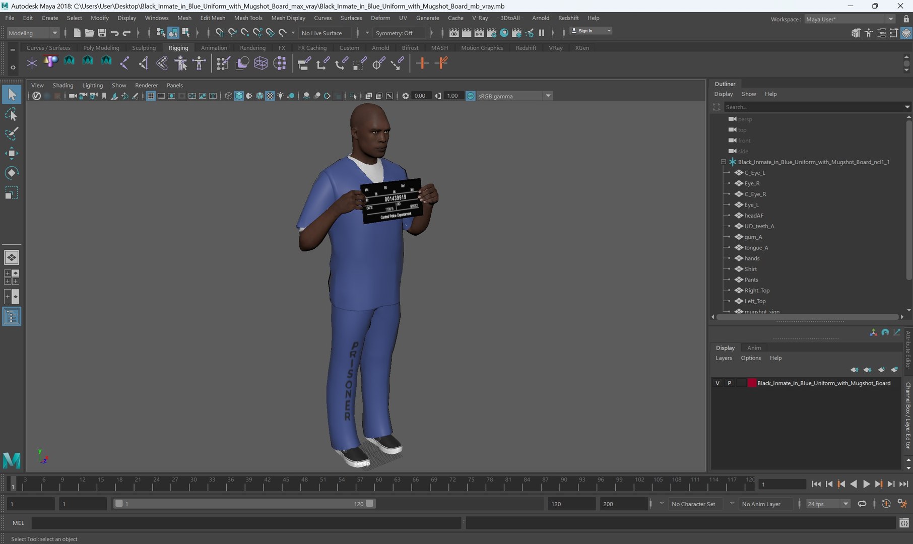Black Inmate In Blue Uniform With Mugshot Board 3D Model - TurboSquid ...
