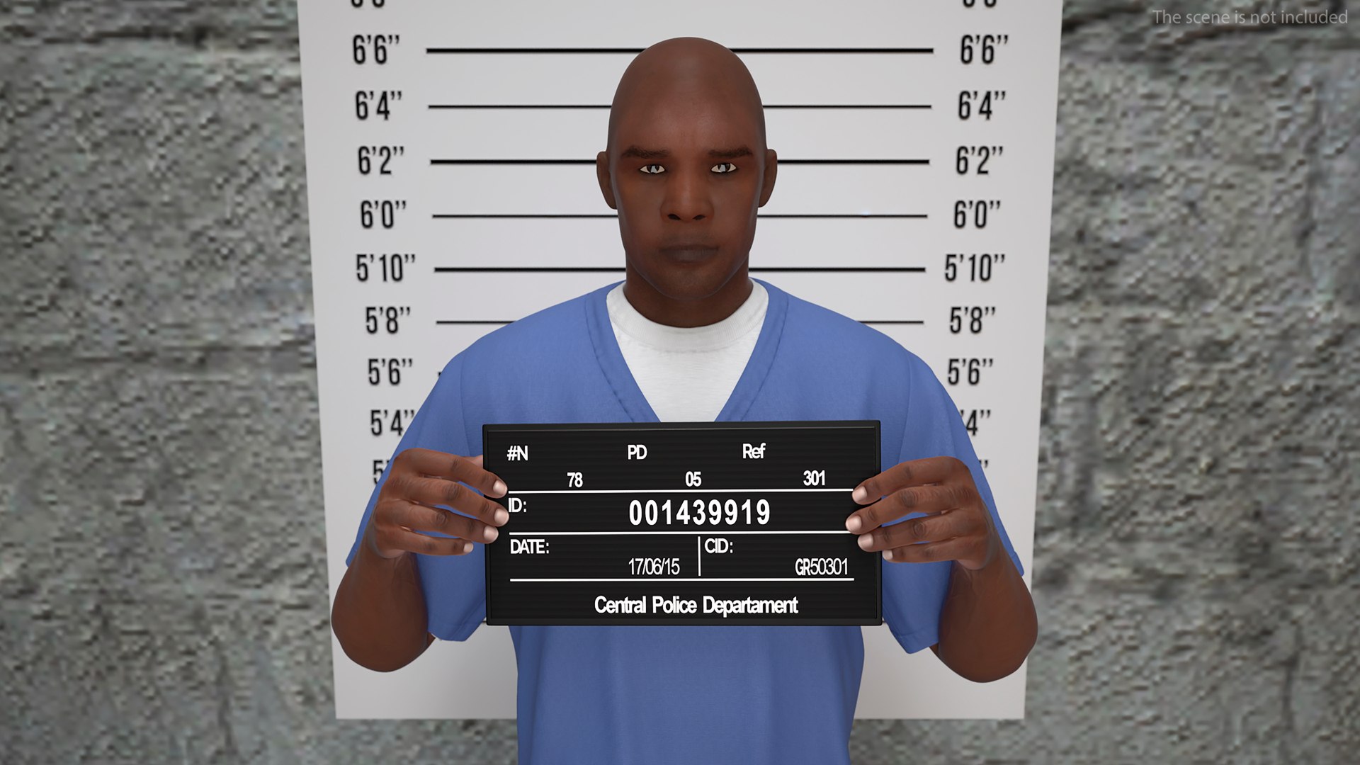 Black Inmate In Blue Uniform With Mugshot Board 3D Model - TurboSquid ...