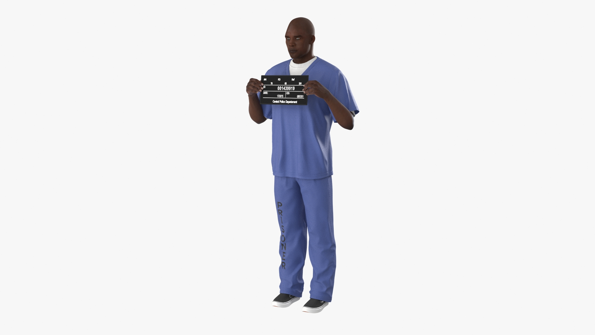 Black Inmate In Blue Uniform With Mugshot Board 3D Model - TurboSquid ...