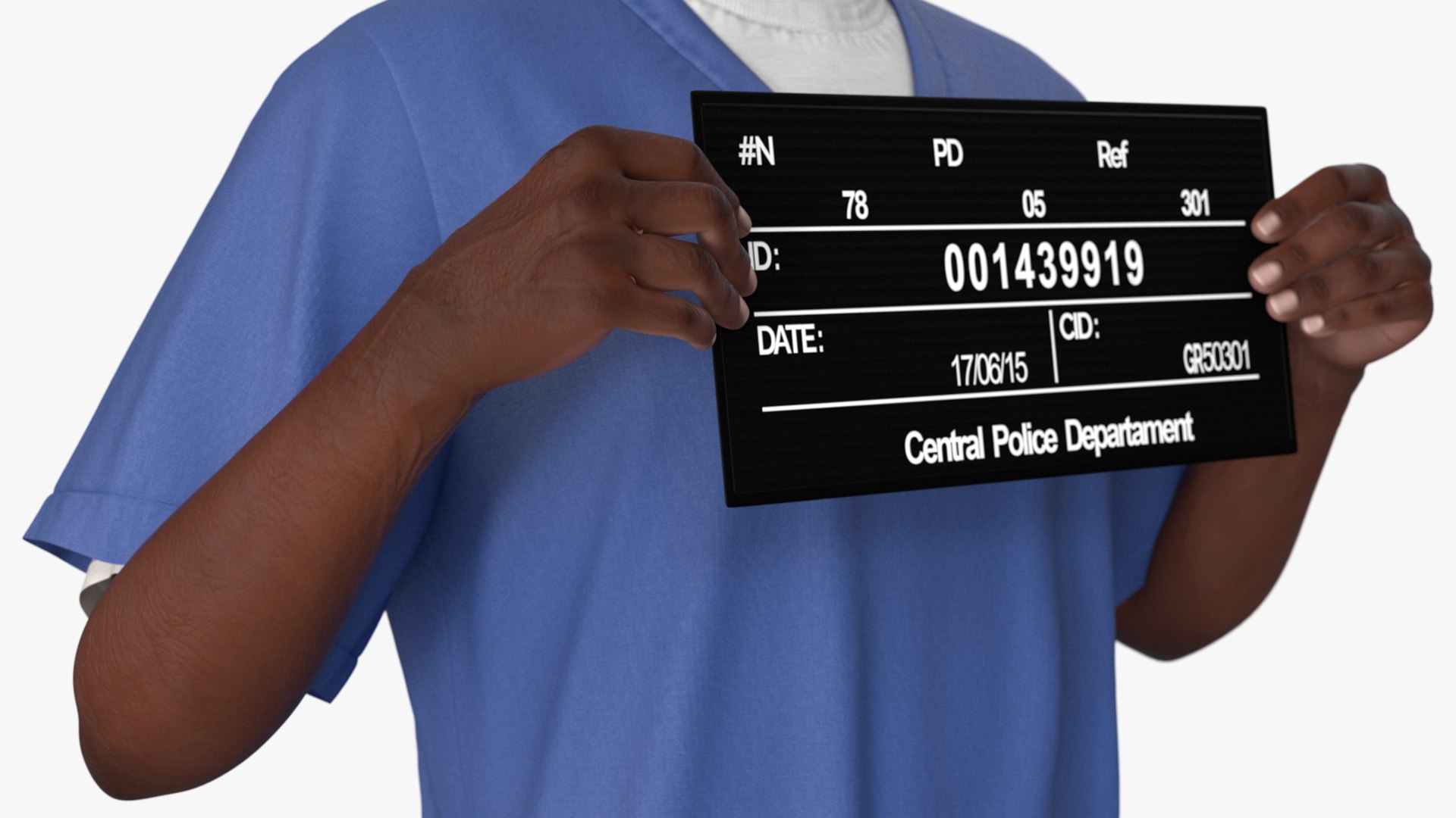 Black Inmate In Blue Uniform With Mugshot Board 3D Model - TurboSquid ...