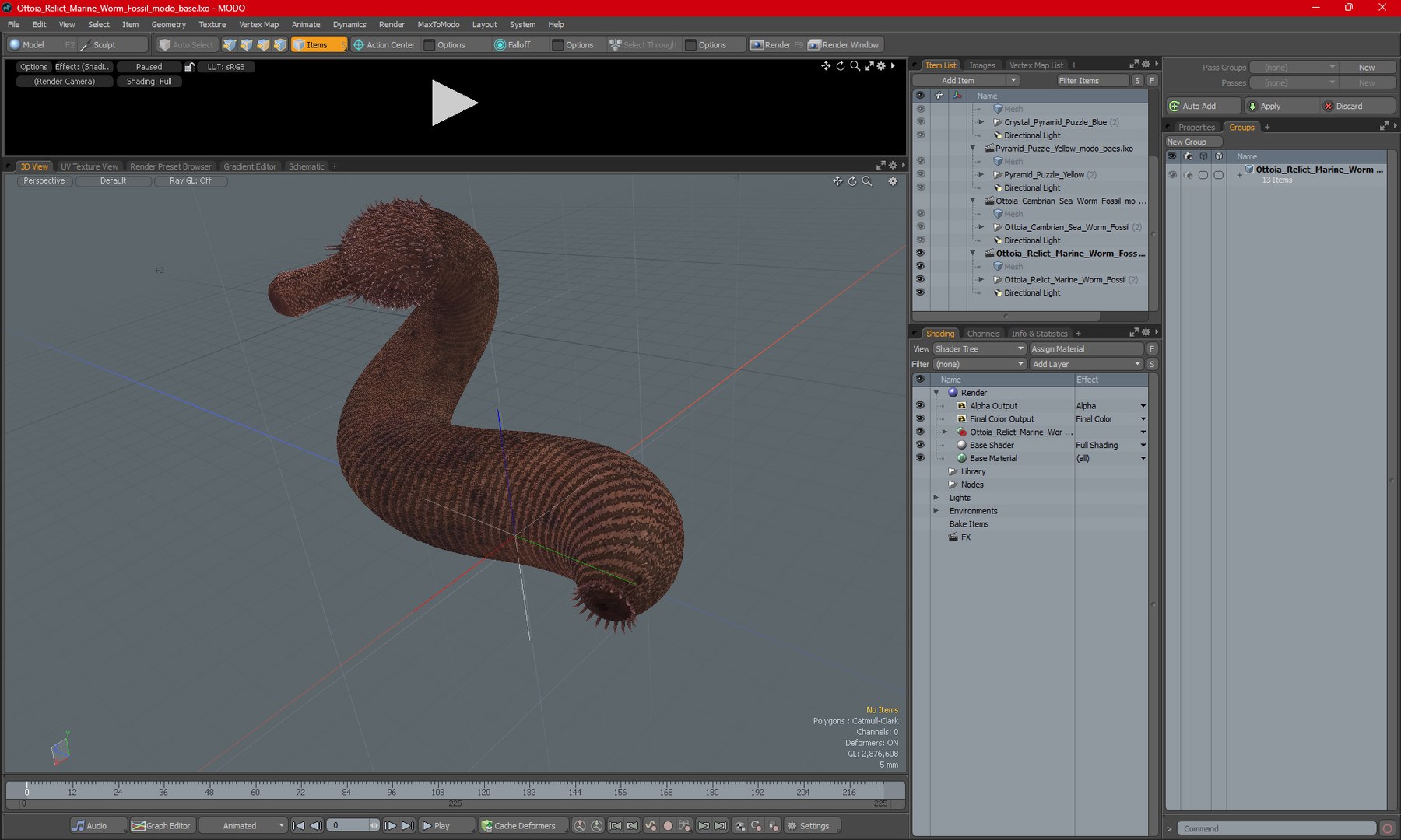 Ottoia Relict Marine Worm Fossil Model - TurboSquid 2179994