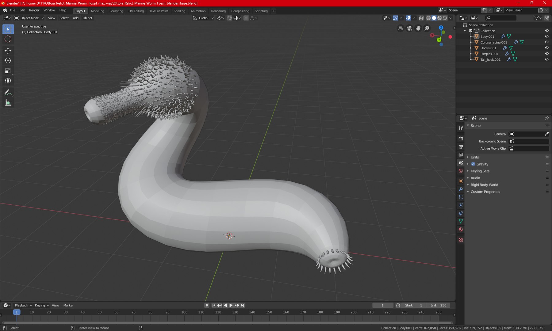 Ottoia Relict Marine Worm Fossil Model - TurboSquid 2179994