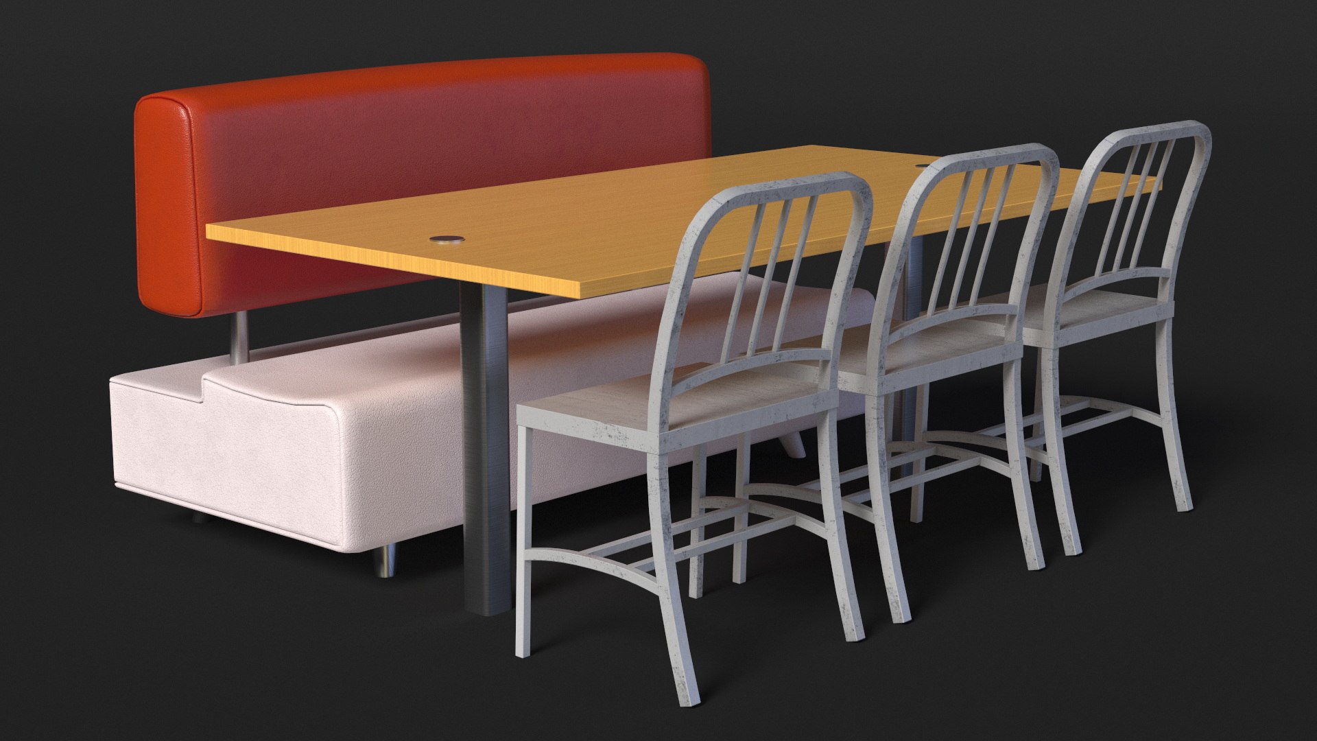 3D Model Fast Food Table And Seating - TurboSquid 2318317