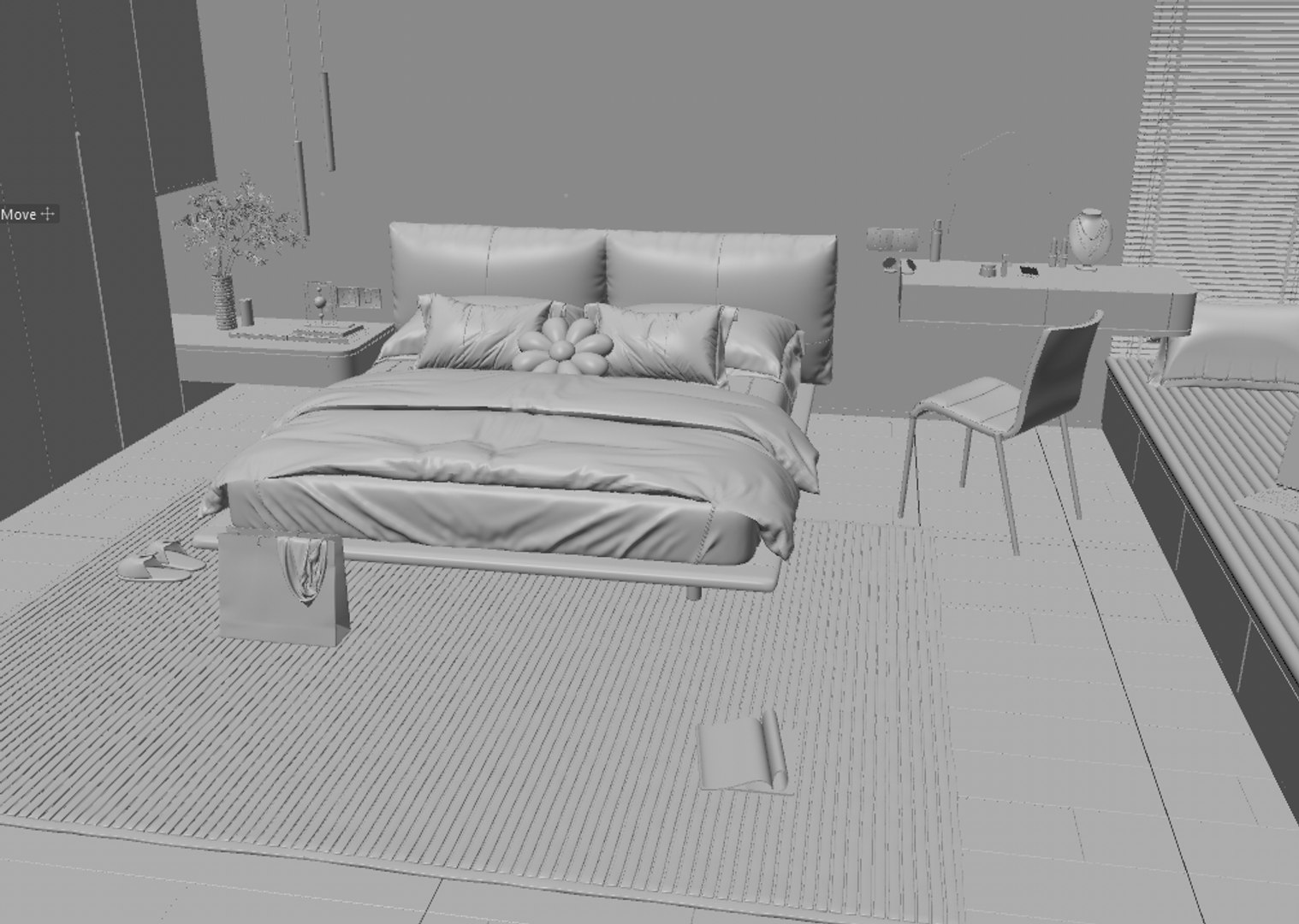 3D Simple Sleep Space Bedroom Interior Scene - TurboSquid 2303644