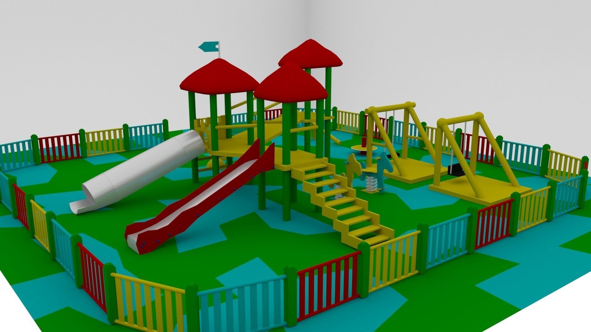 3D Simple Children Playground Modeled - TurboSquid 1616600