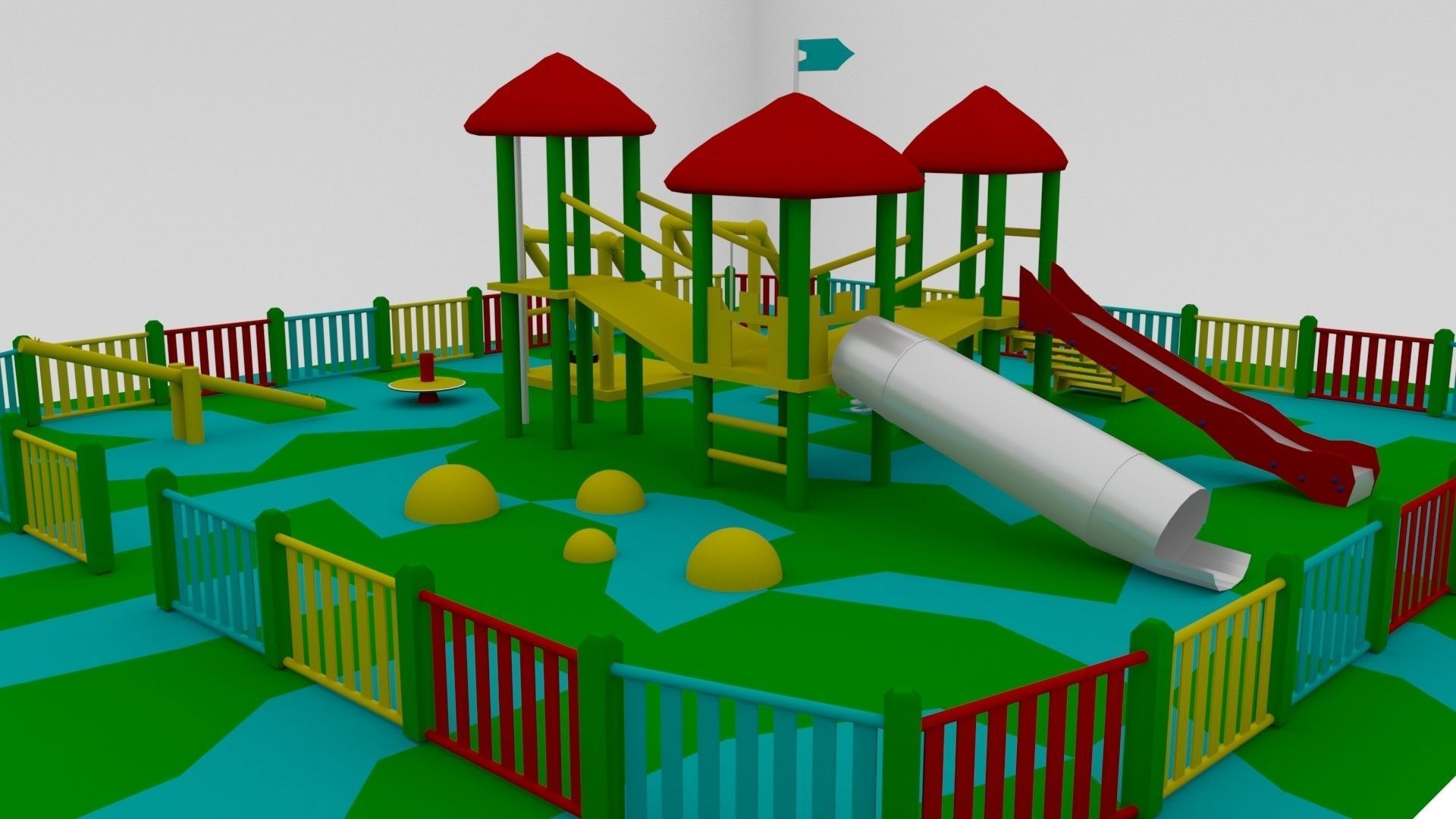 3D Simple Children Playground Modeled - TurboSquid 1616600