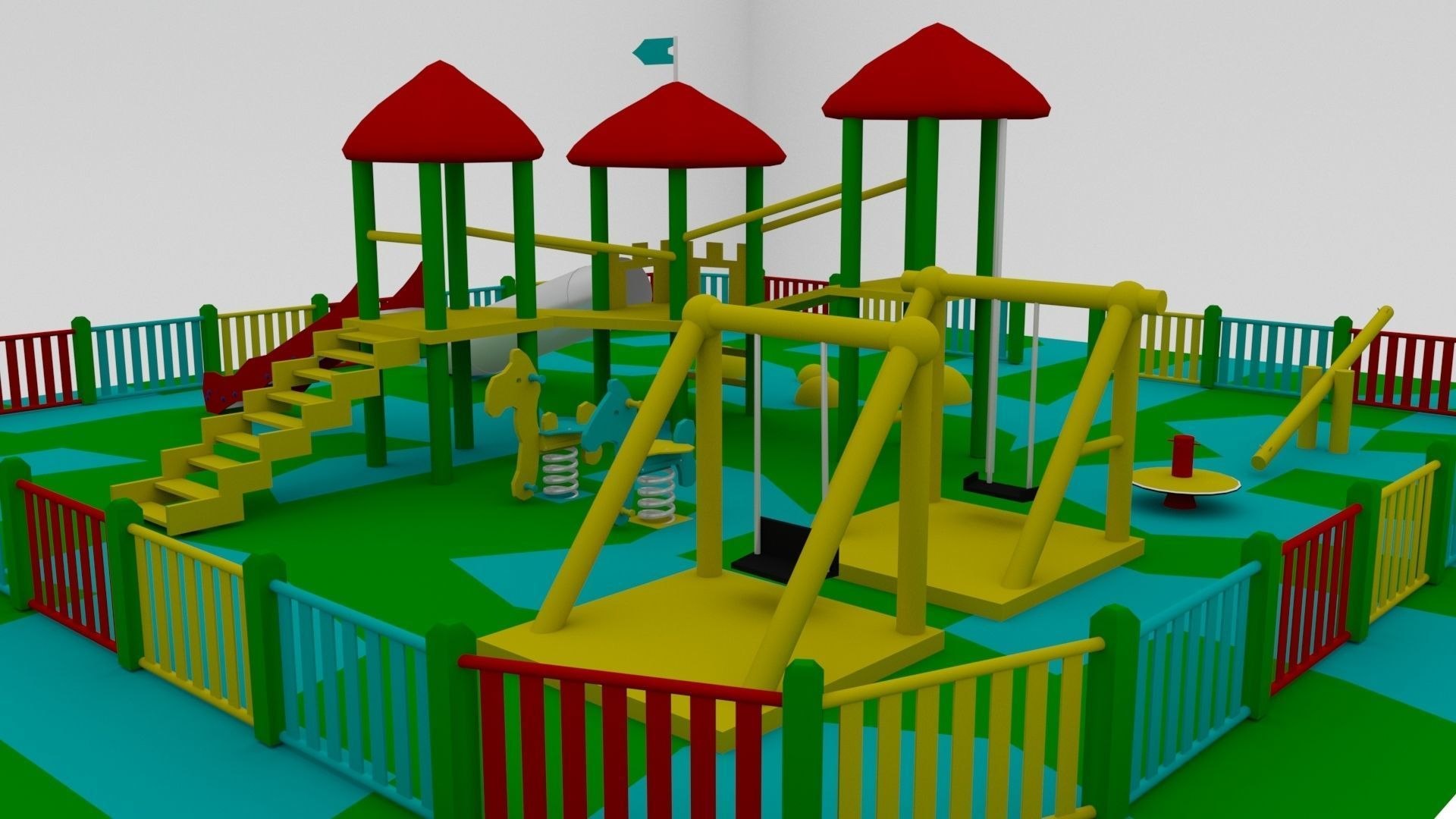 3D Simple Children Playground Modeled - TurboSquid 1616600