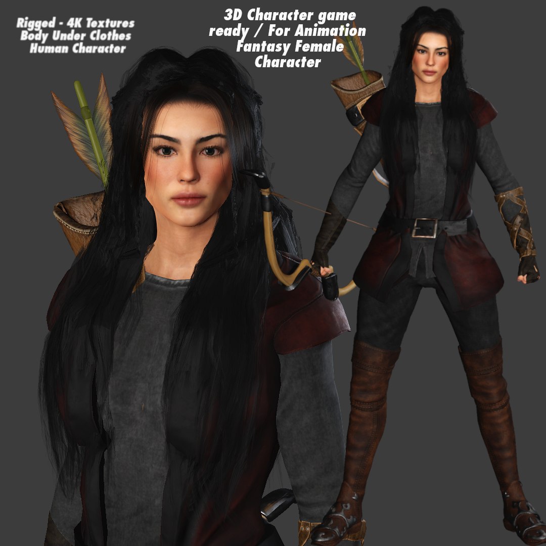 3D model AAA 3D FANTASY FEMALE CHARACTER - MEDIEVAL WOMAN 01 ...