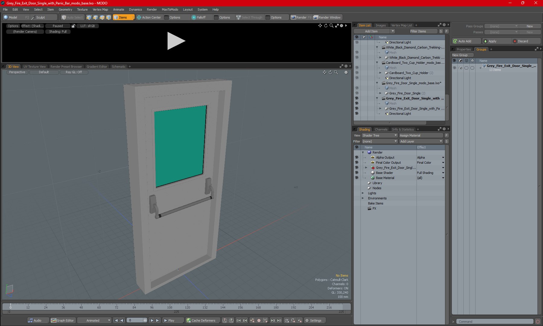 3D Grey Fire Exit Door Single With Panic Bar Model - TurboSquid 2054548