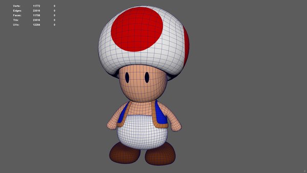 modelo 3d ToadSuper Mario Model UV mapeado con texturas - listo para el ...