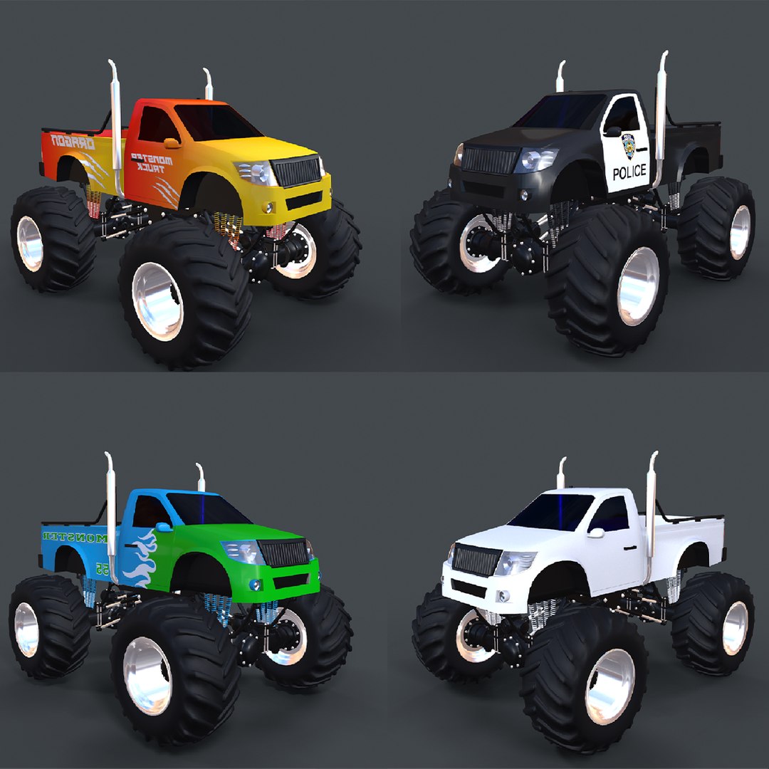 3D Detailed Monster Truck - 1 3D Model - TurboSquid 1933535
