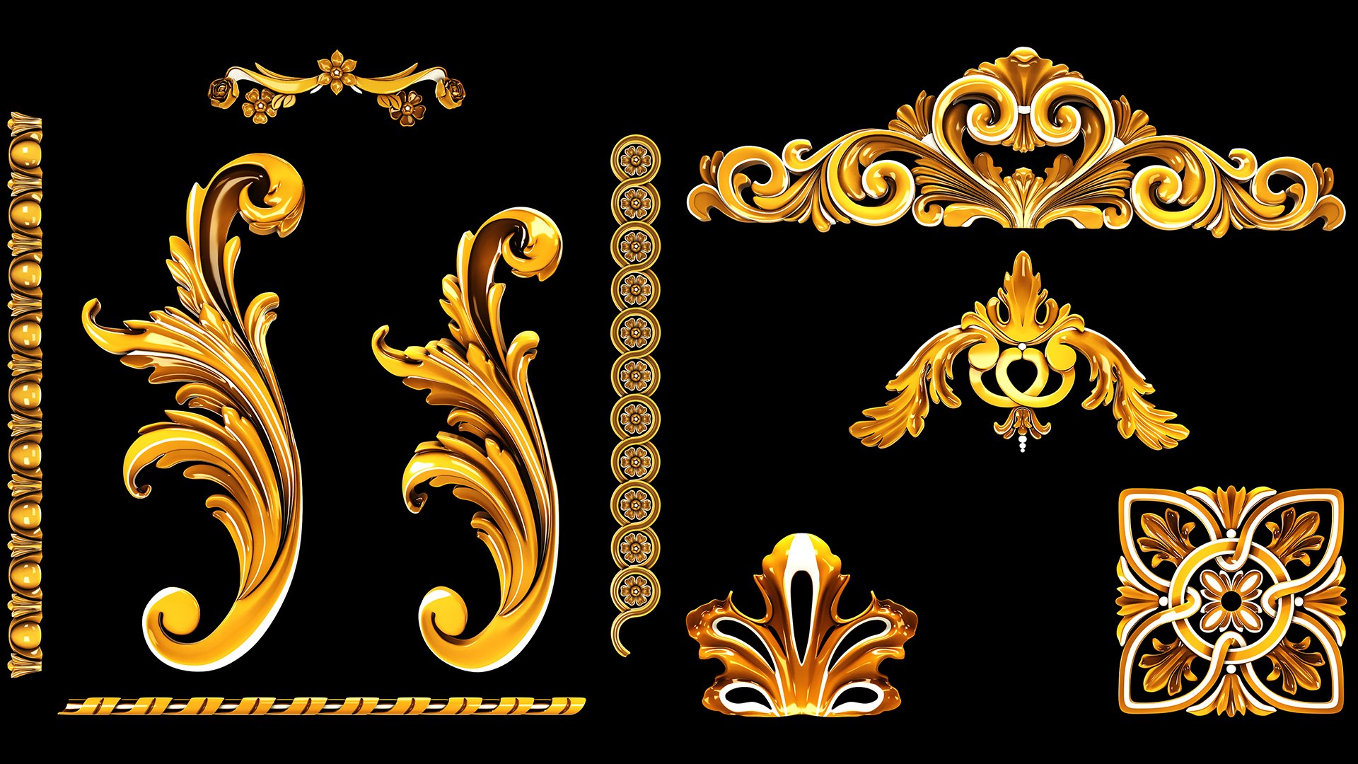 3D Model Collection Of Classical Ornaments - TurboSquid 2338664