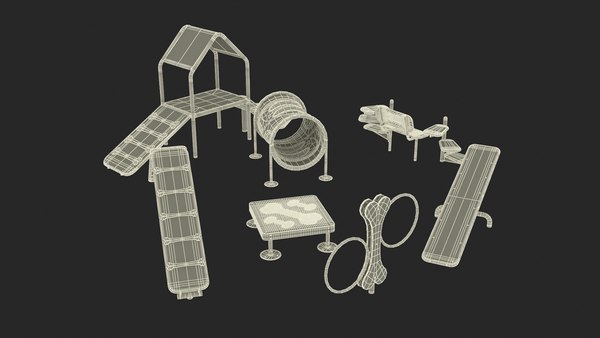 modelo 3d Dog Training Area Equipment Set Green - TurboSquid 2050995