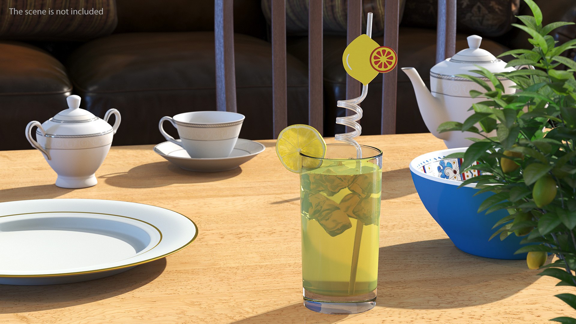 3D Lemonade With Fruit Plastic Straw - TurboSquid 2104665