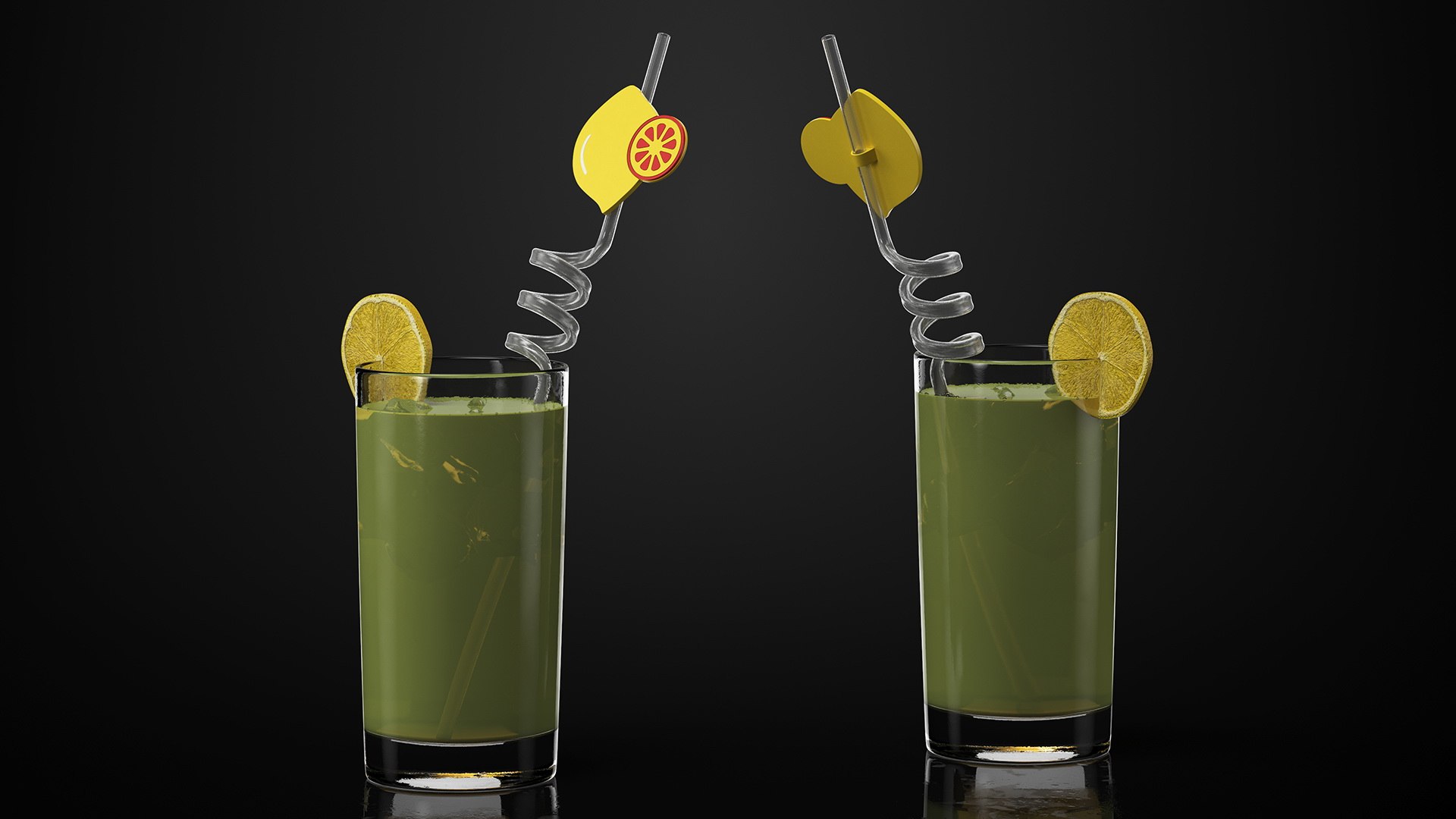 3D Lemonade With Fruit Plastic Straw - TurboSquid 2104665
