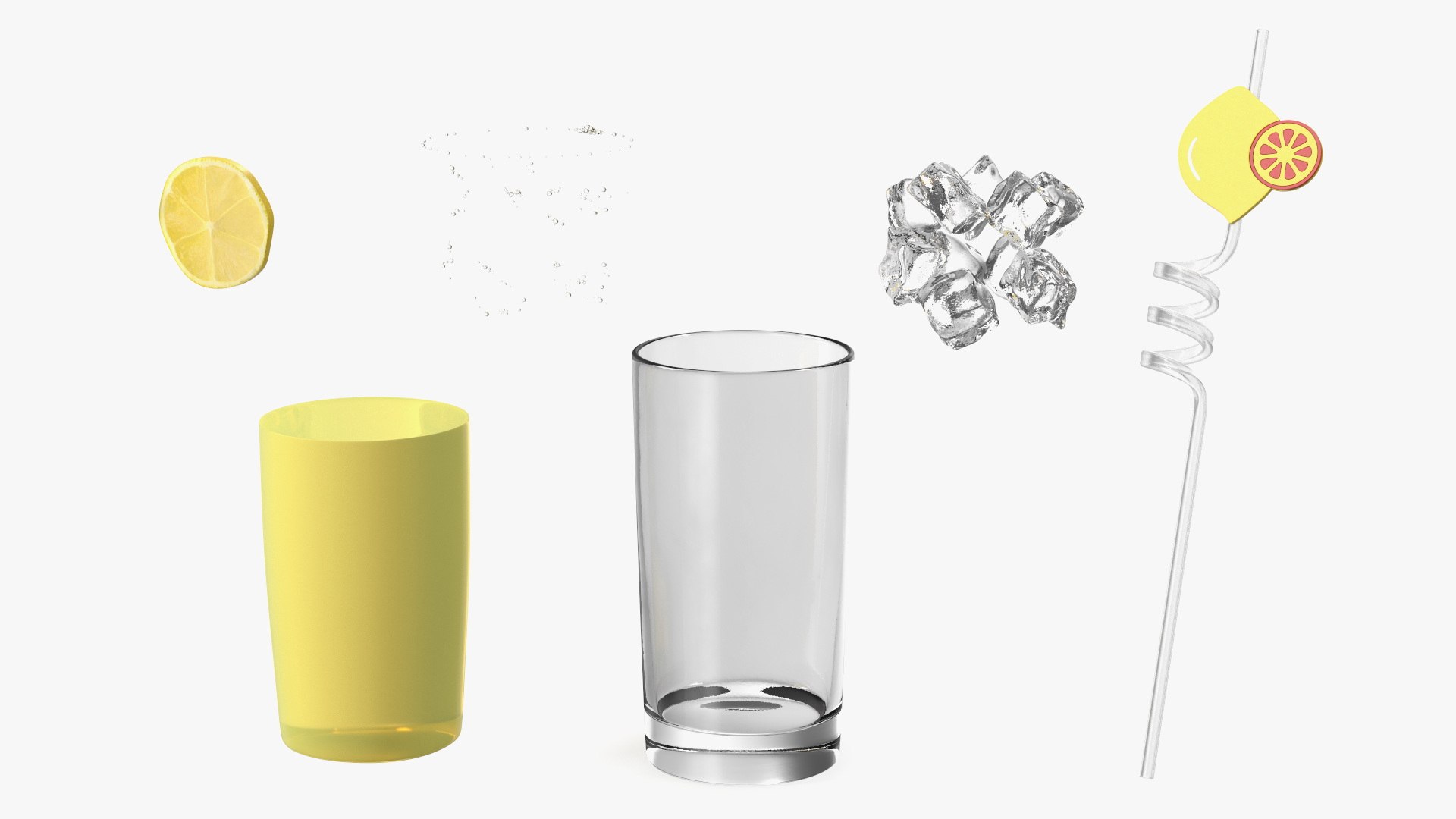 3D Lemonade With Fruit Plastic Straw - TurboSquid 2104665