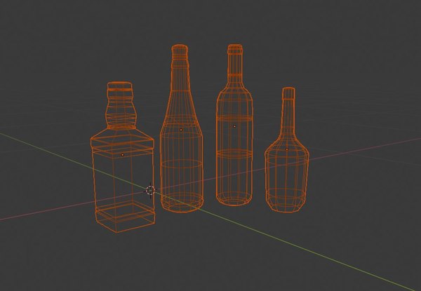 modelo 3d Juego de 4 botellas low poly gratis - TurboSquid 1588583