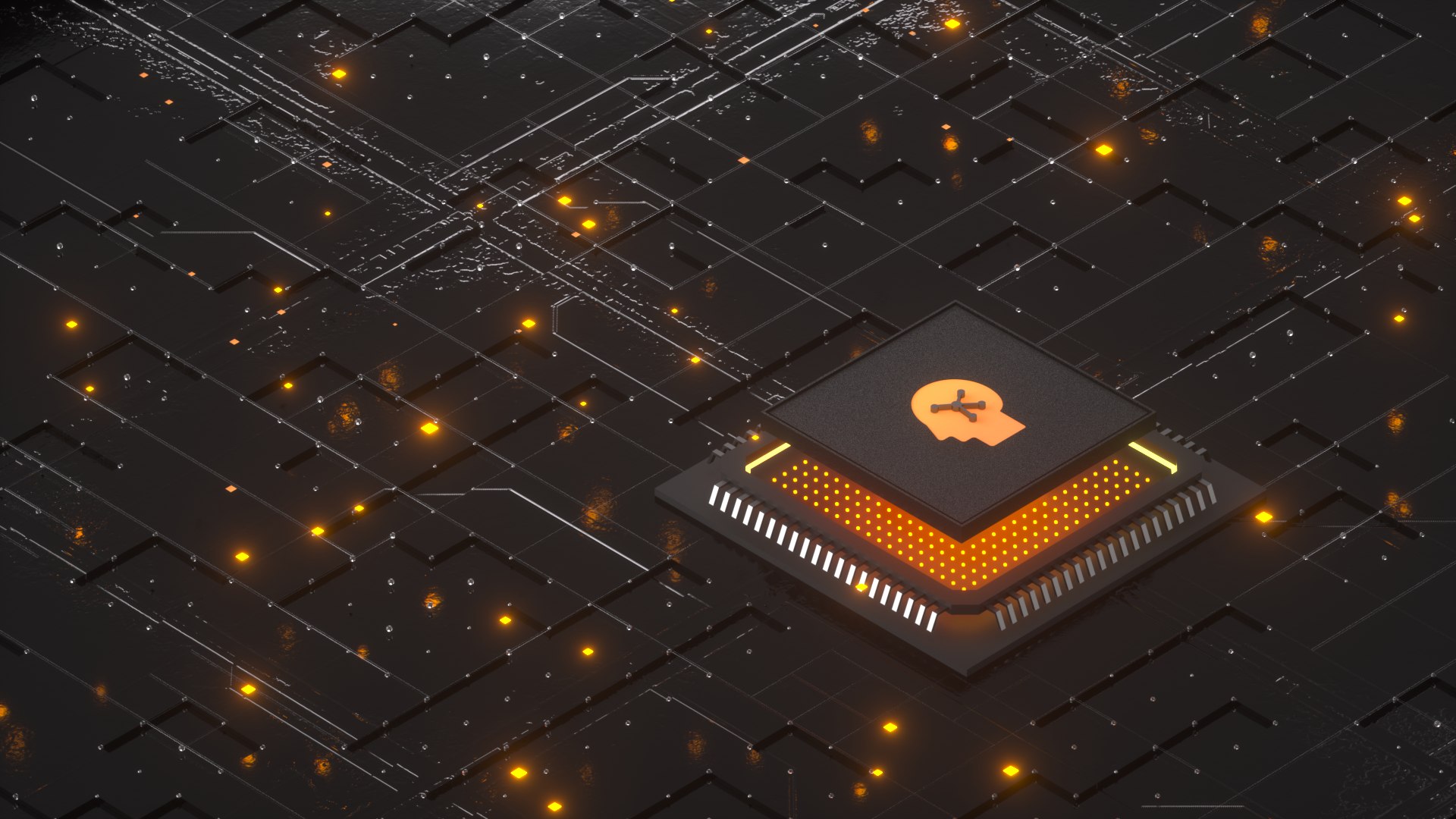 C4D Octane CPU chip core capacitance Scifi Circuit board 11 3D model ...