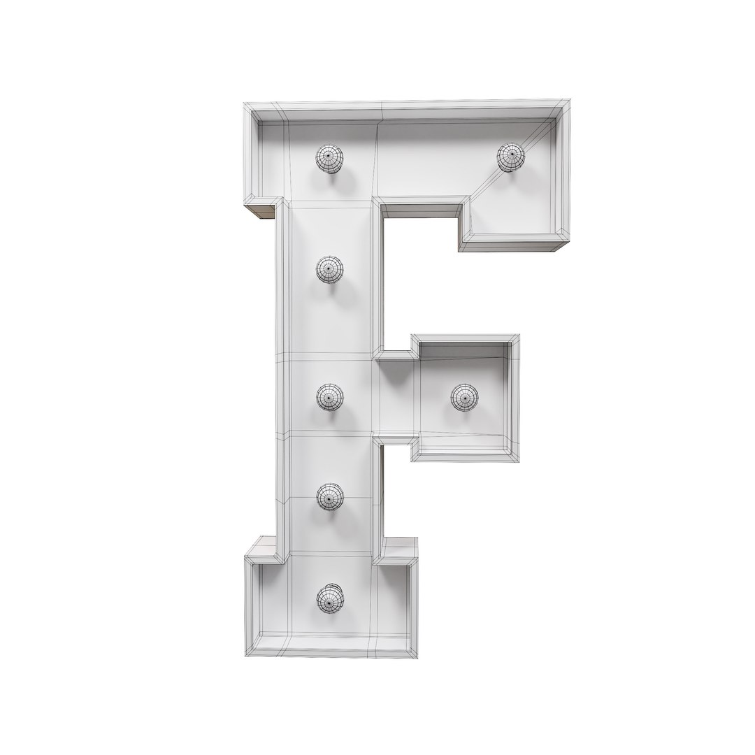 Marquee F Wooden Glow Sign 3D - TurboSquid 1975839