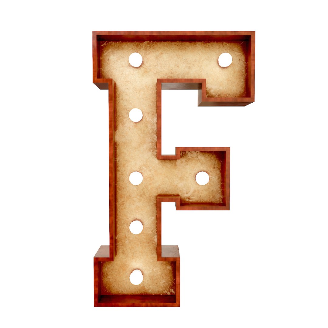 Marquee F Wooden Glow Sign 3D - TurboSquid 1975839