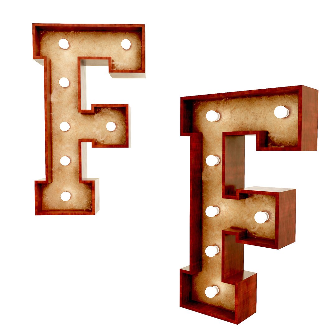 Marquee F Wooden Glow Sign 3D - TurboSquid 1975839