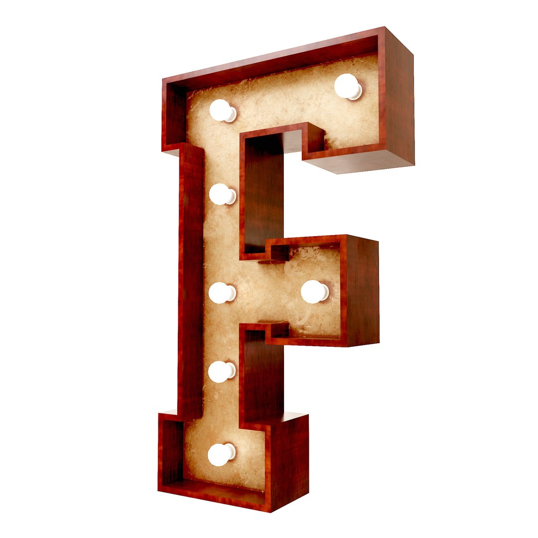Marquee F Wooden Glow Sign 3D - TurboSquid 1975839