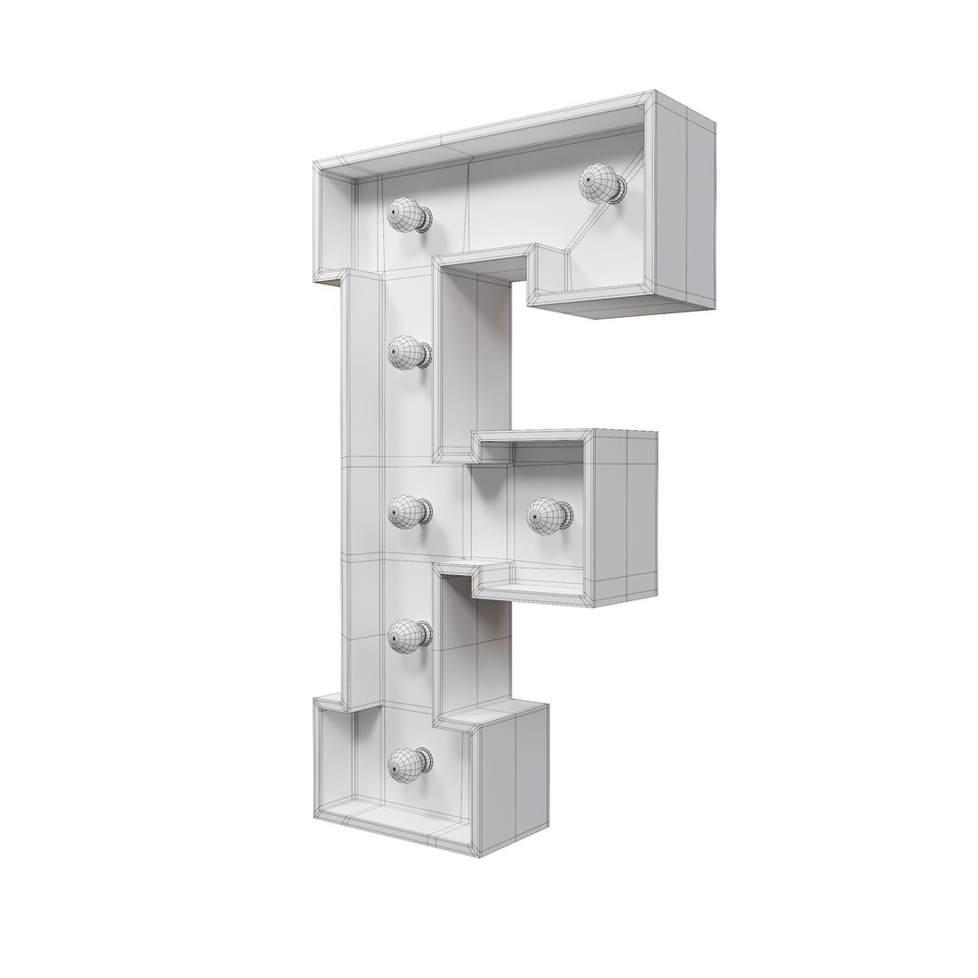 Marquee F Wooden Glow Sign 3D - TurboSquid 1975839