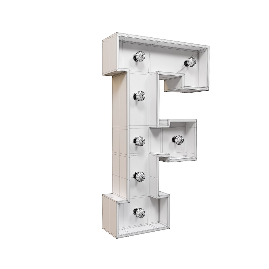 Marquee F Wooden Glow Sign 3D - TurboSquid 1975839