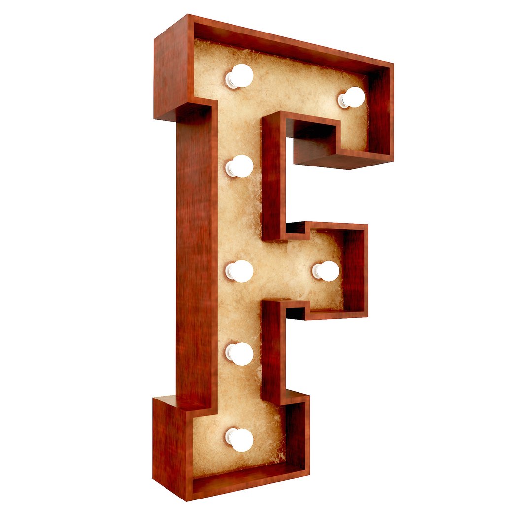 Marquee F Wooden Glow Sign 3D - TurboSquid 1975839