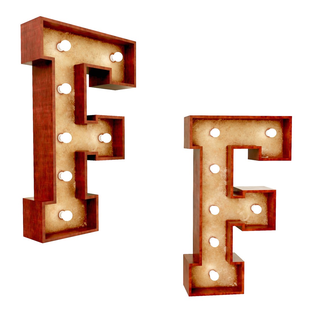 Marquee F Wooden Glow Sign 3D - TurboSquid 1975839