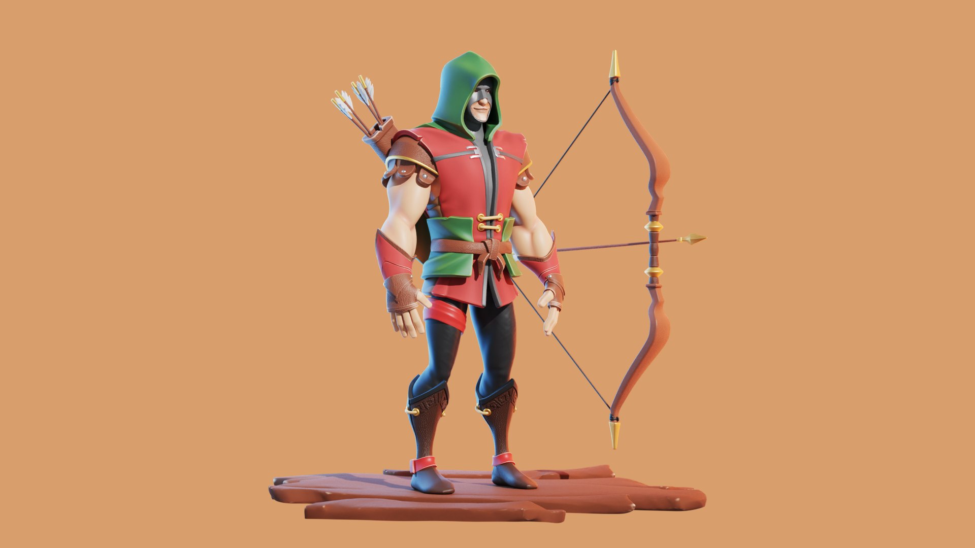 3D Stylized Cartoon Medieval Archer Hero - TurboSquid 2092297