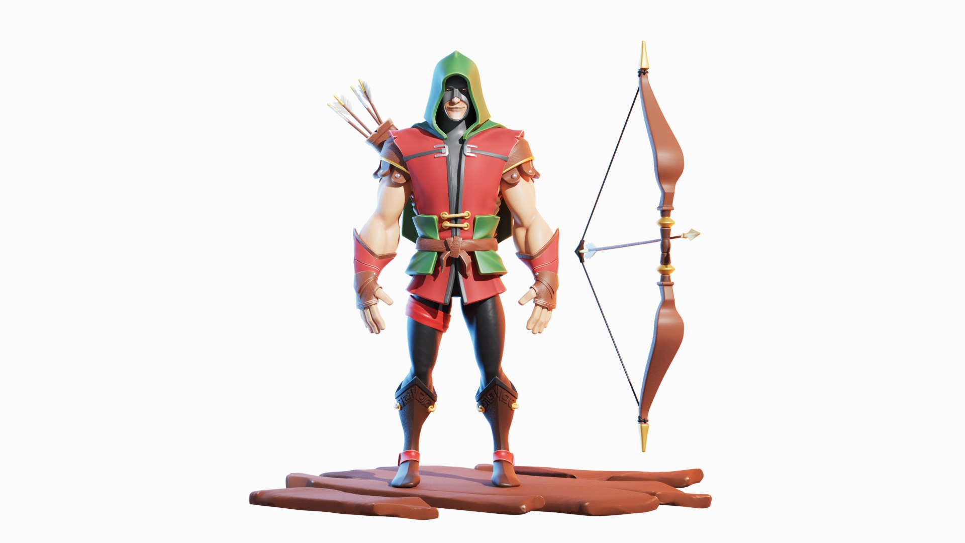 3D Stylized Cartoon Medieval Archer Hero - TurboSquid 2092297