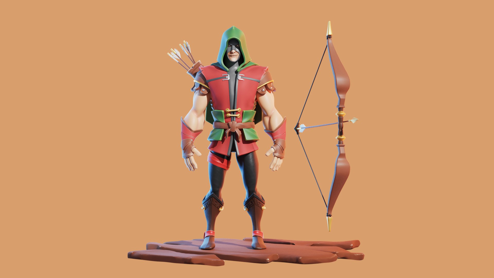 3D Stylized Cartoon Medieval Archer Hero - TurboSquid 2092297