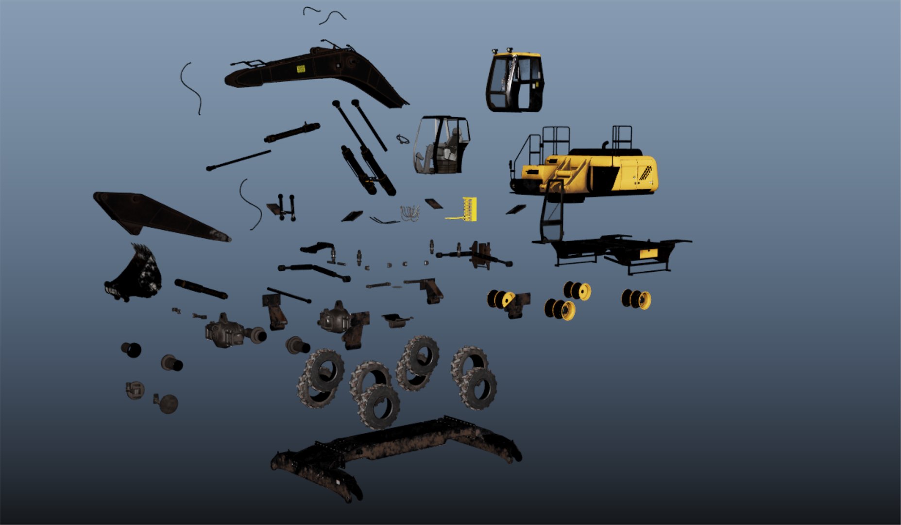 3D Model Wheeled Excavator - TurboSquid 2299591