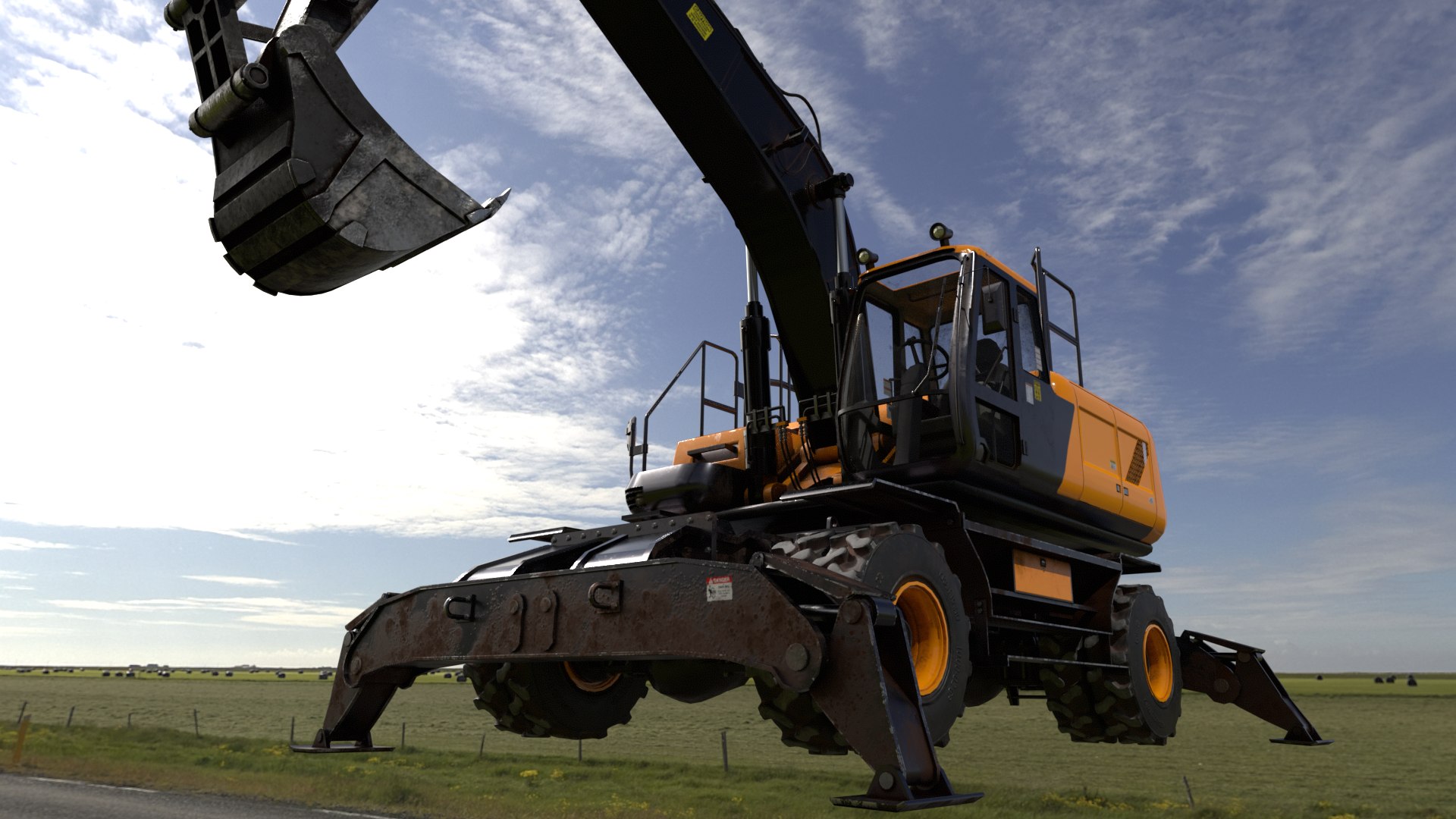 3D Model Wheeled Excavator - TurboSquid 2299591