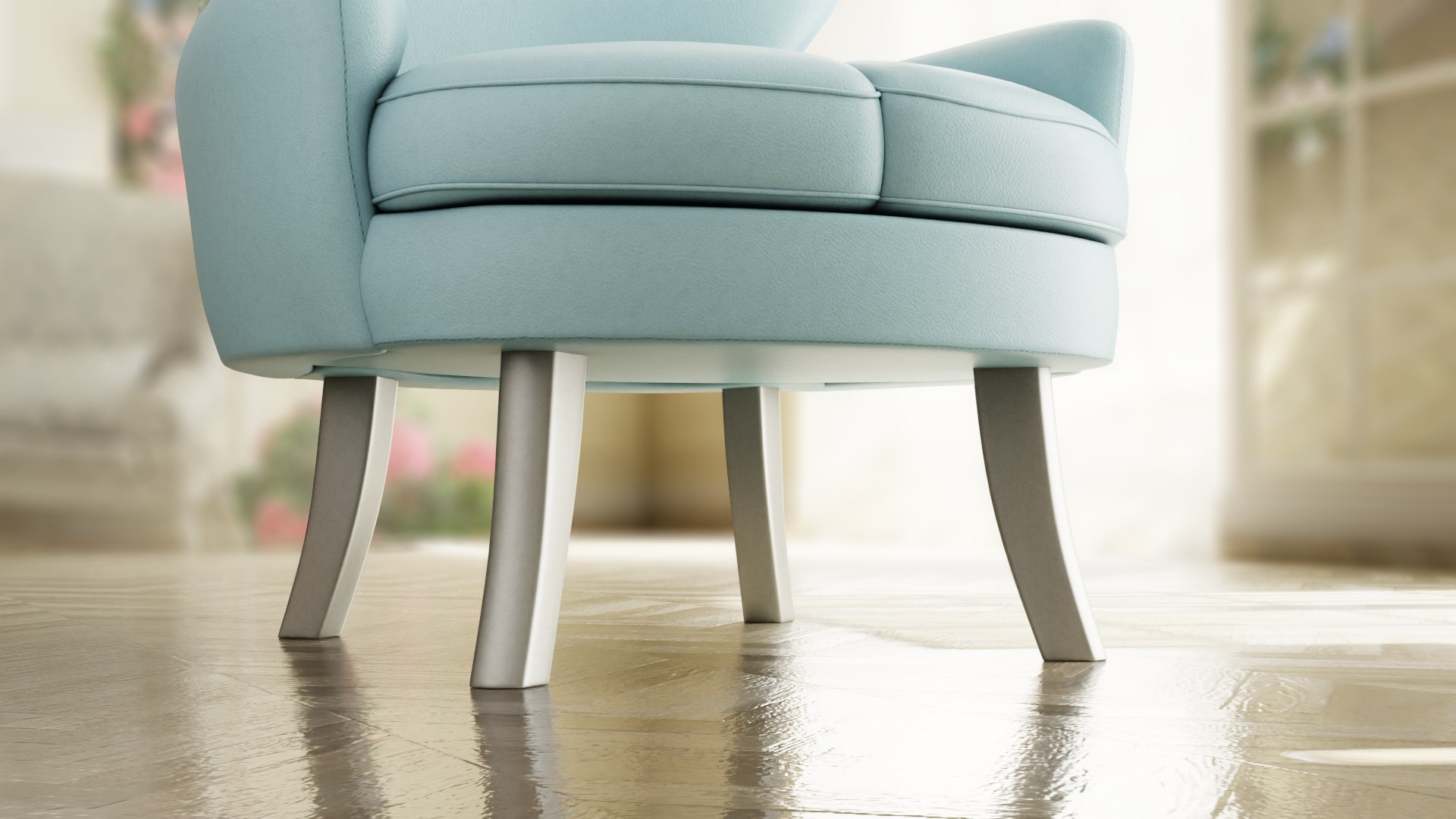Furniture Accent Chairs Bohemian Light Blue Leather Platinum Legs006 3D ...